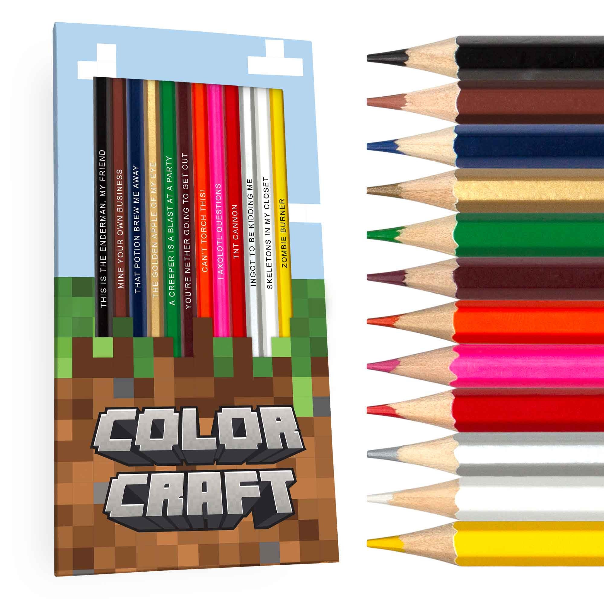 Color Craft Colored Pencil Set for Fans of Minecraft | Set of 12 Pixel ...