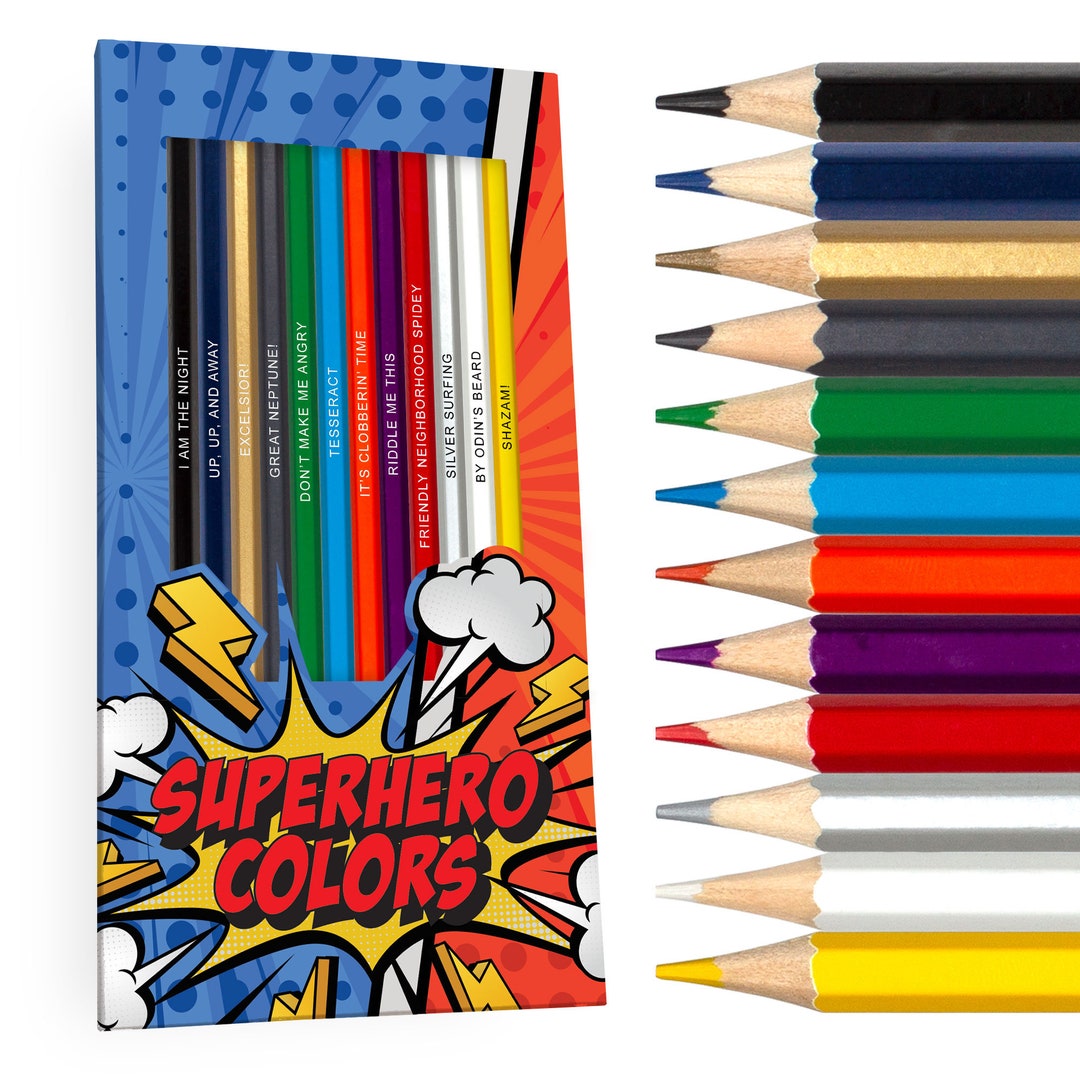 Superhero Colors Colored Pencil Set for Fans of Comics Set of 12 ...