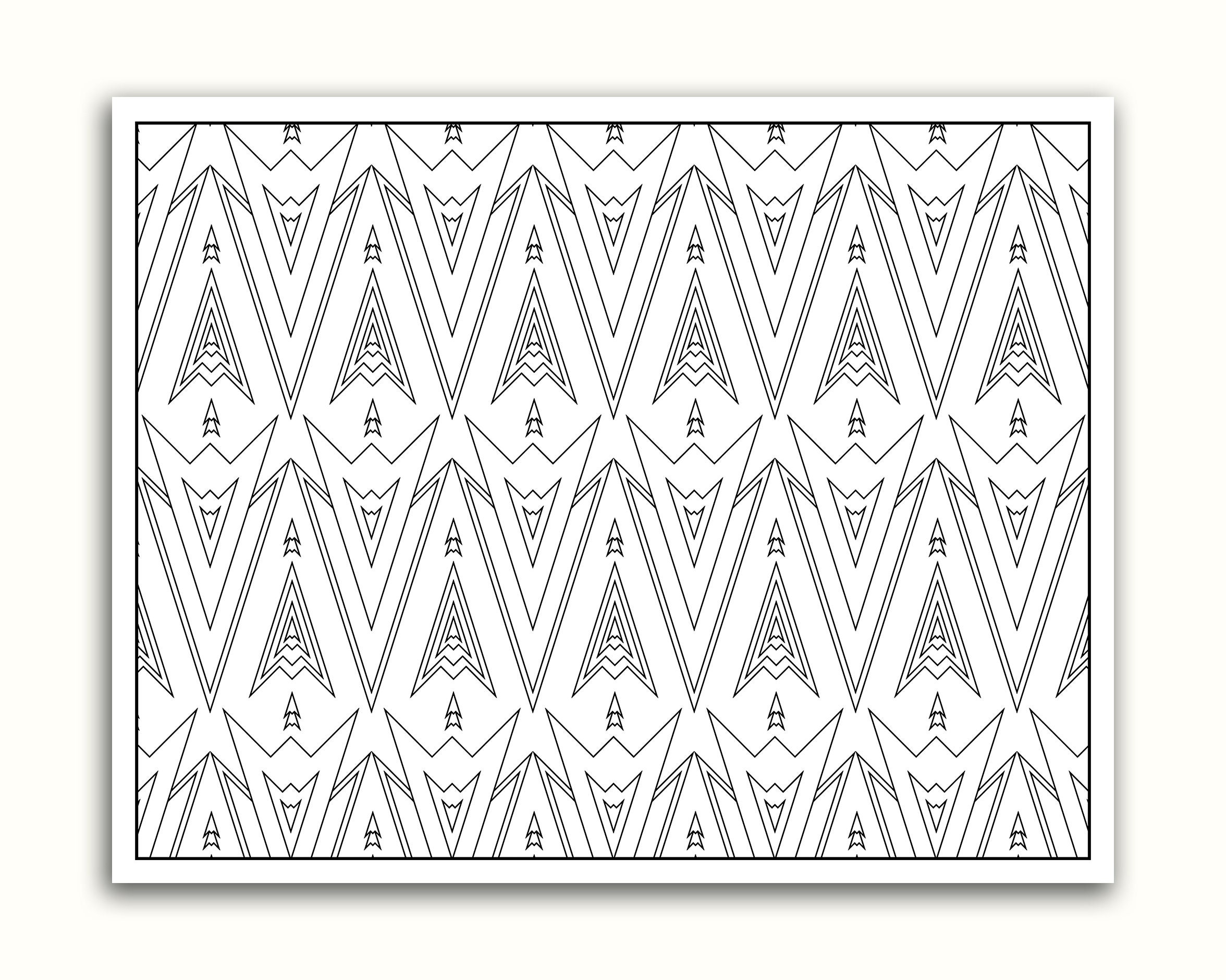 Geometric Triangle Pattern Coloring Page (digital Download) - Etsy