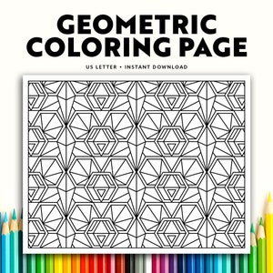 Geometric Abstract Coloring Page: Symmetrical Polygon Pattern (digital ...