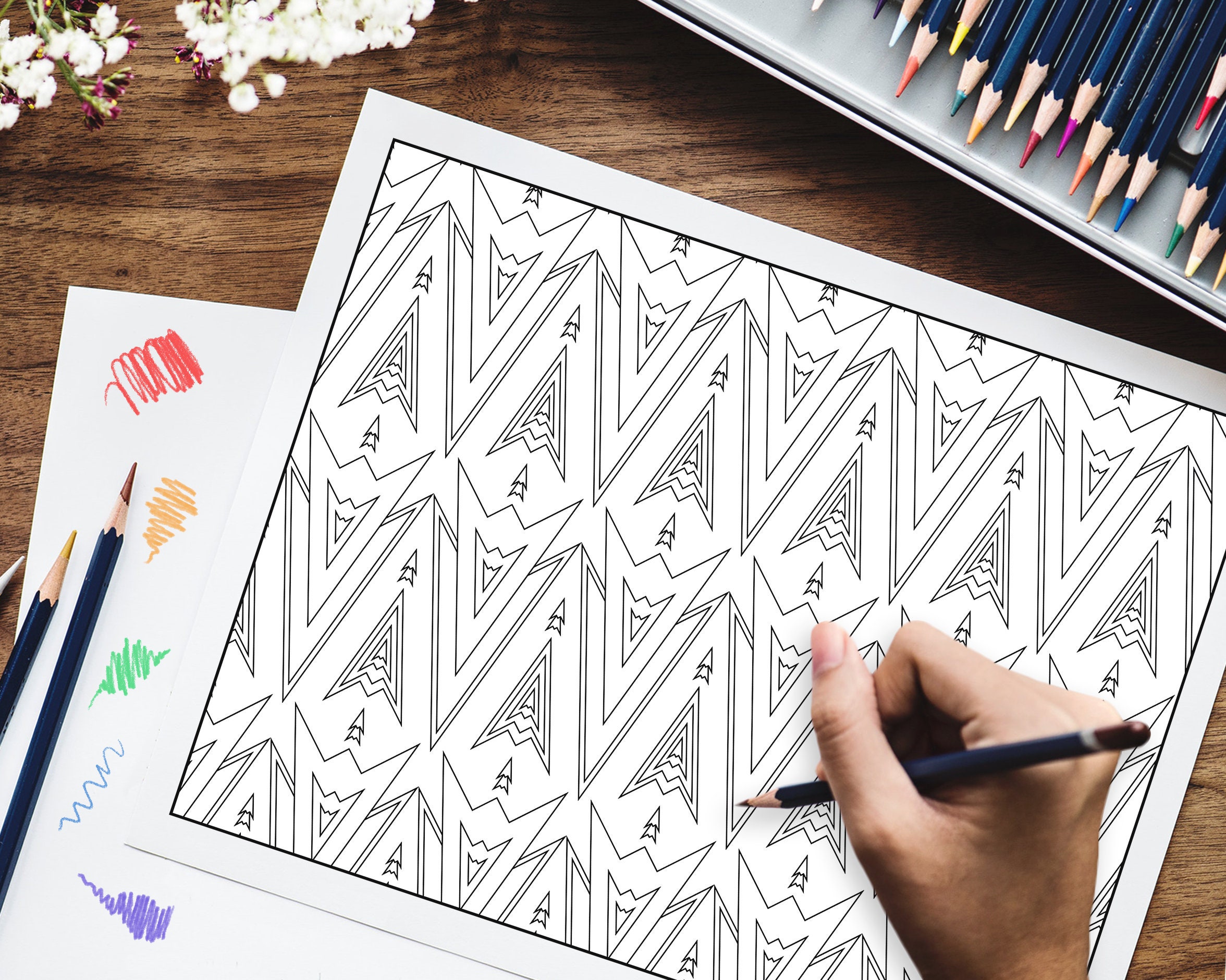 PRINTABLE Adult Coloring Page, Relaxing Coloring Sheet, Geometric ...