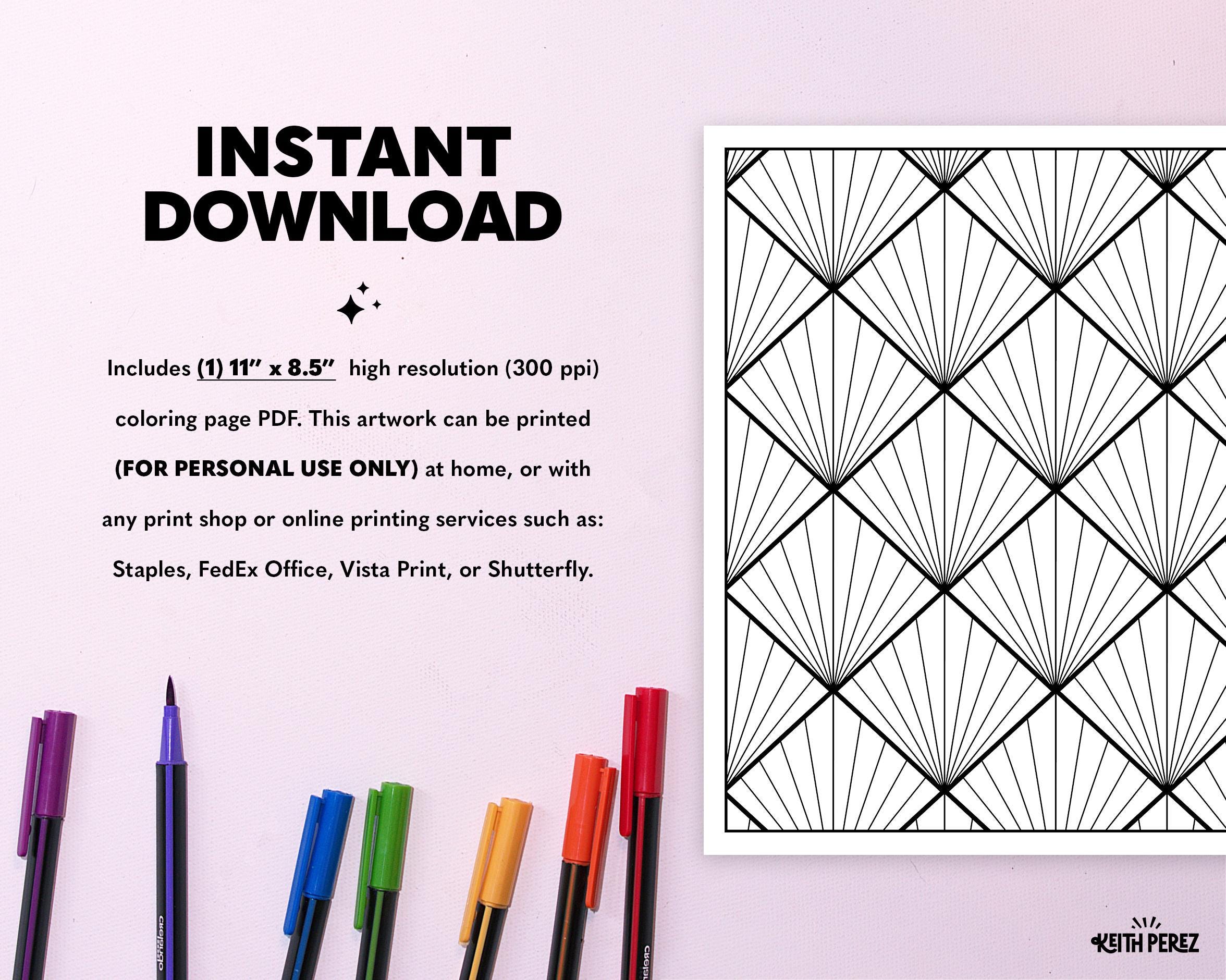 PRINTABLE Adult Coloring Page, Relaxing Coloring Sheet, Geometric ...