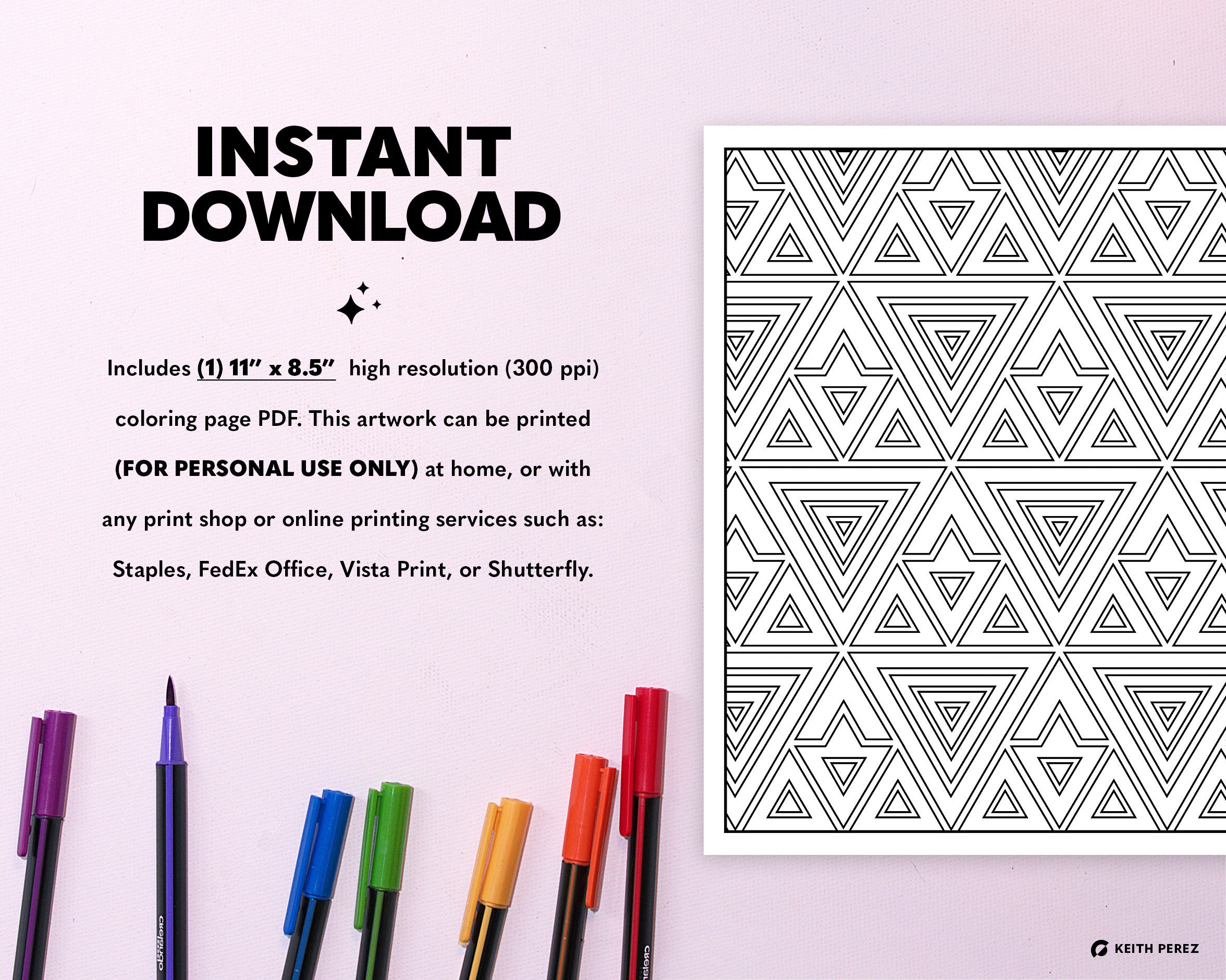 PRINTABLE Adult Coloring Page, Relaxing Coloring Sheet, Geometric ...