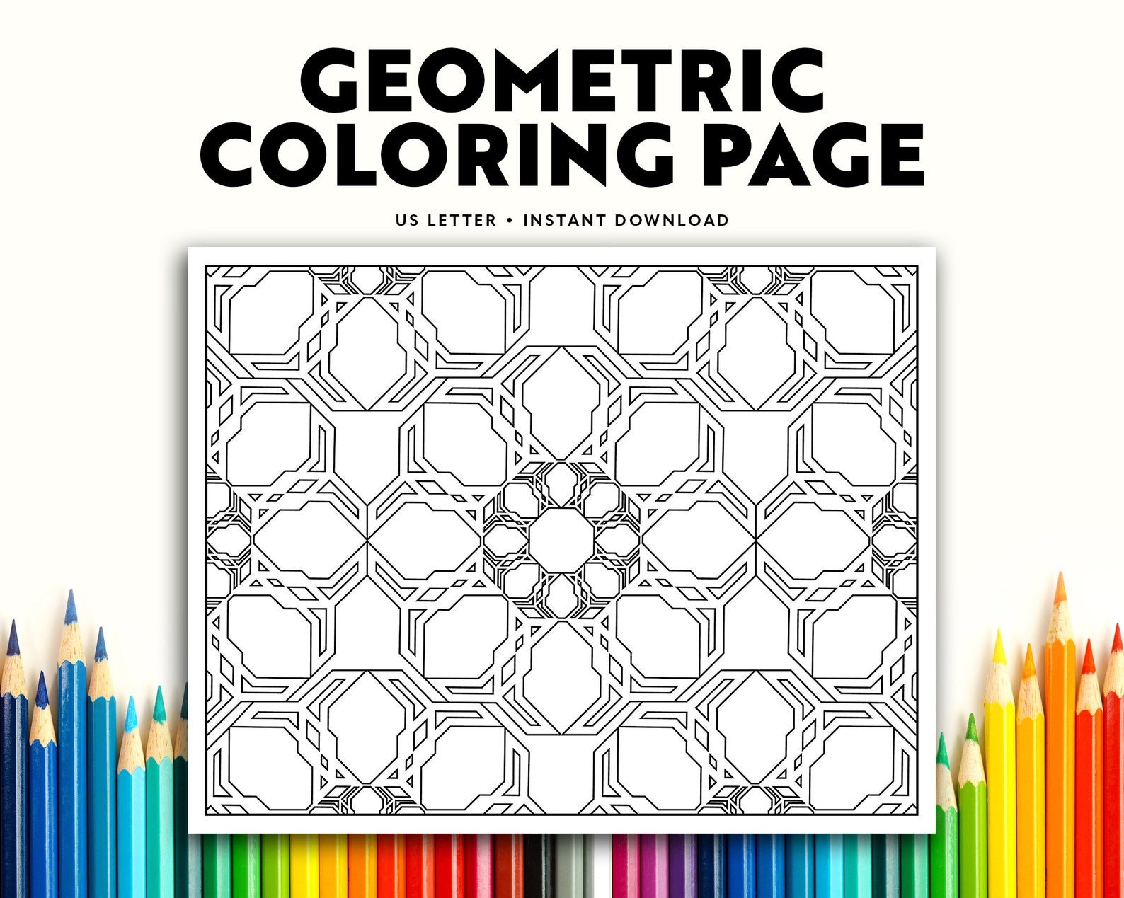 PRINTABLE Adult Coloring Page, Relaxing Coloring Sheet, Geometric ...