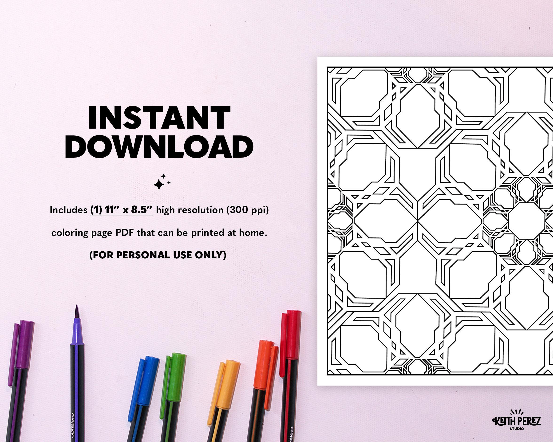 PRINTABLE Adult Coloring Page, Relaxing Coloring Sheet, Geometric ...