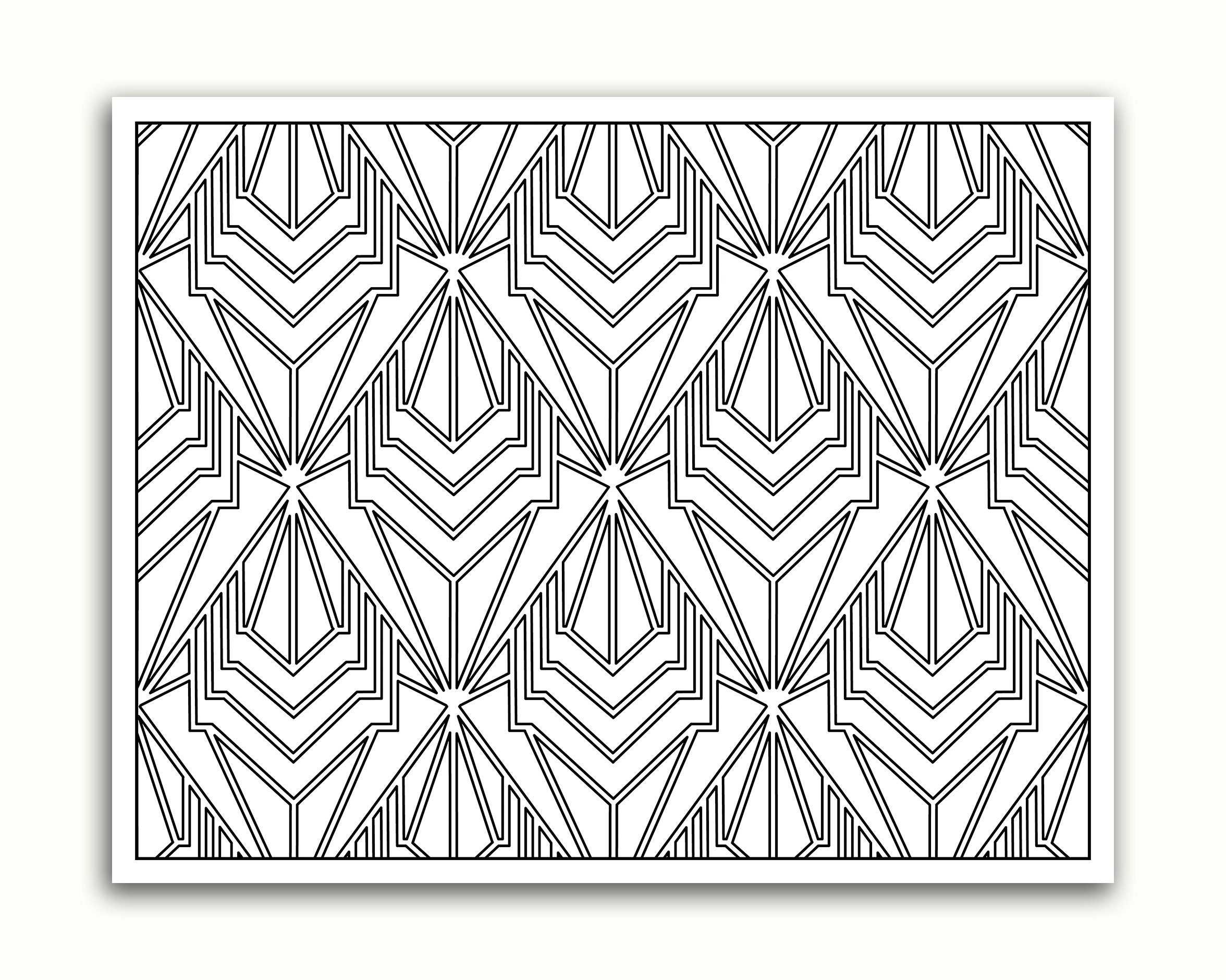 Geometric Abstract Coloring Page: Symmetrical Polygon Pattern (digital ...