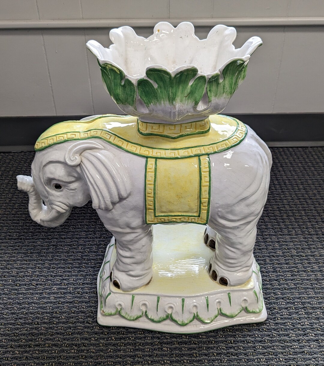 Vintage White Elephant Porcelain Planter Stand | Hand Painted | 1960s ...