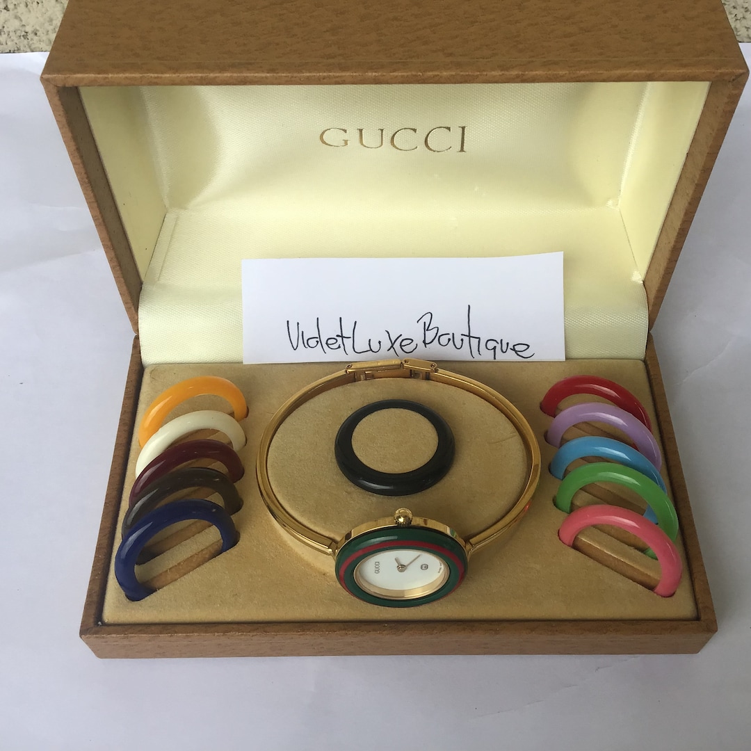 Vintage Gucci Change Bezel Bangle Watch Gold Tone Used - Etsy