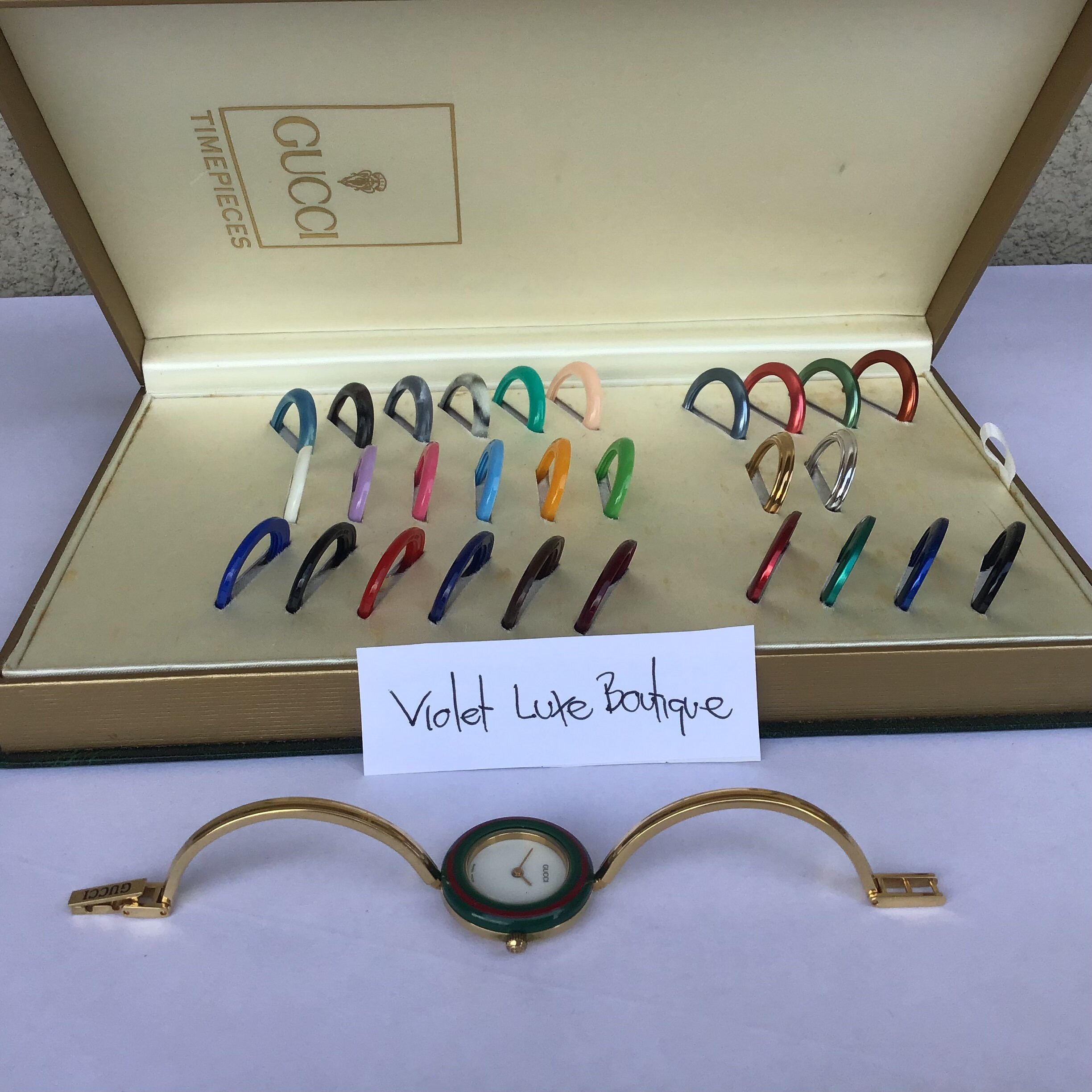Rare 1990s Vintage Gucci 11/12.2 Interchangeable Bezel Bangle Watch ...