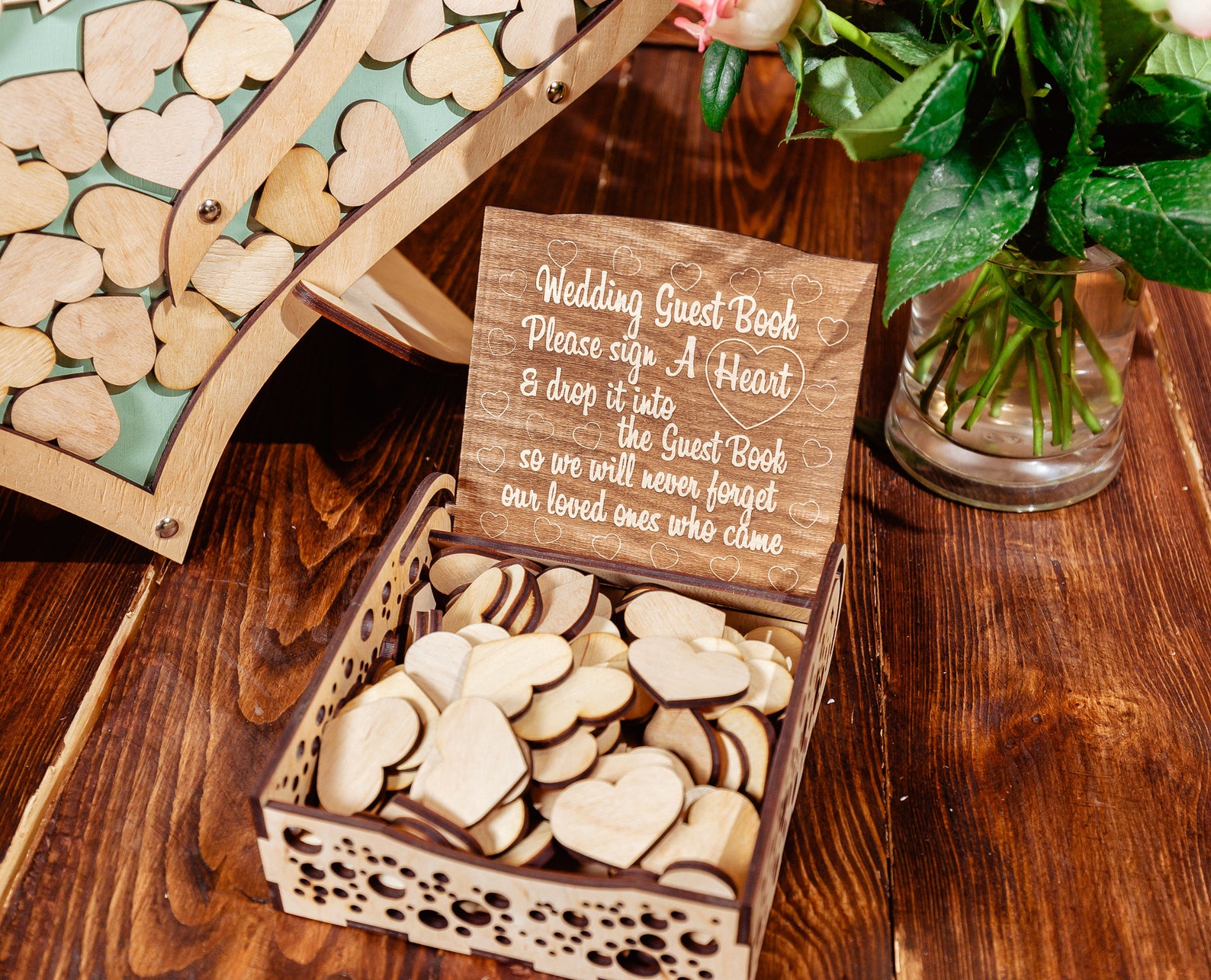 Wooden Box, Box for Hearts, Rustic Wedding, Hearts Box, Wood Box ...