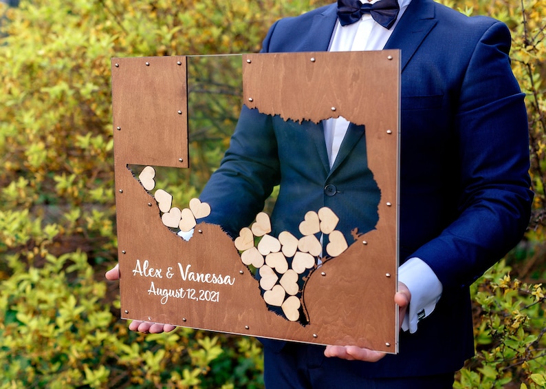 Texas Shape Wedding Guest Book, Wedding Guest Book Alternative, Texas ...