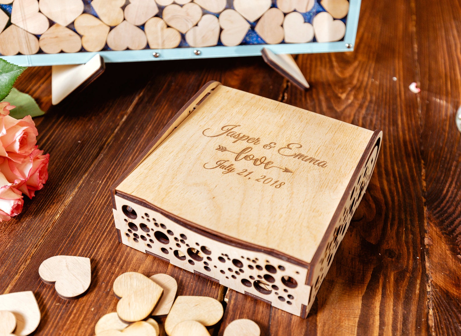 Wooden Box Box for Hearts Rustic Wedding Hearts Box Wood - Etsy
