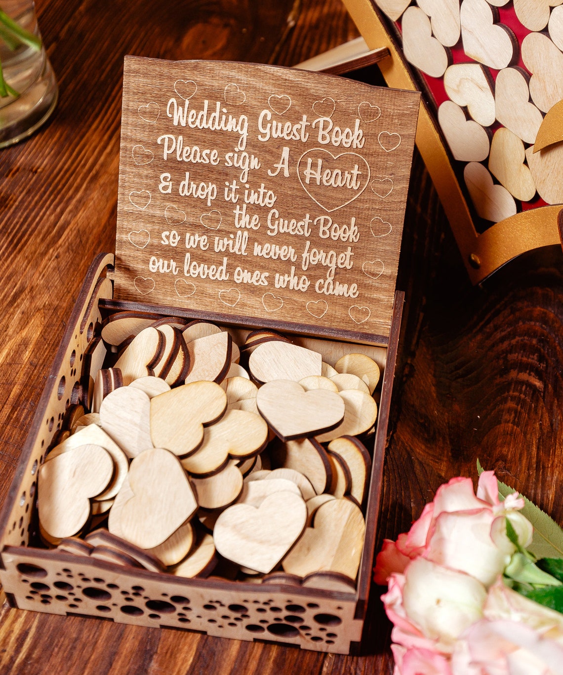 Wooden Box Box for Hearts Rustic Wedding Hearts Box Wood - Etsy