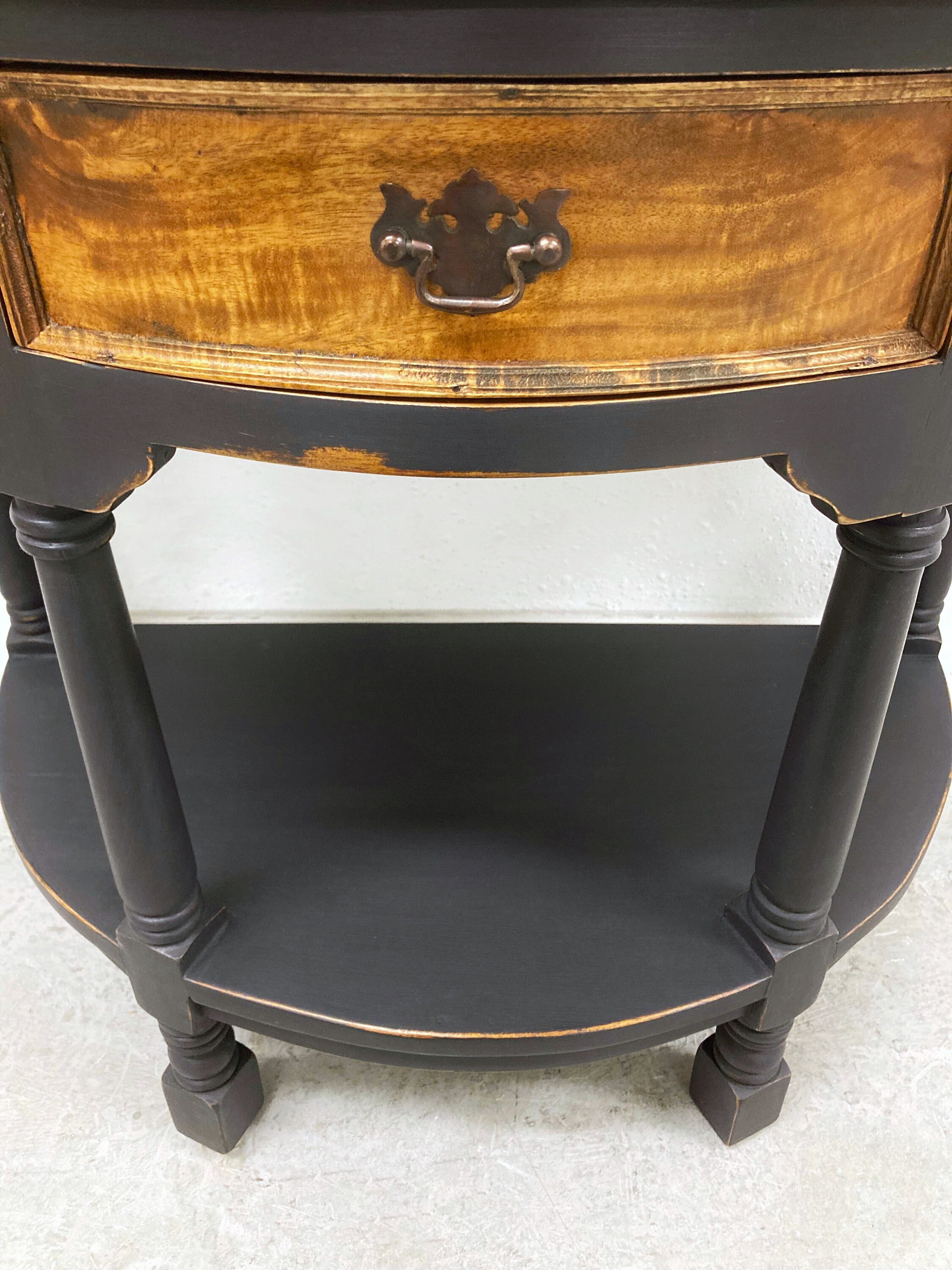 SOLD Console Table. Half Moon Console Table. Hand Painted Black Entrance Table. Hallway Console ...