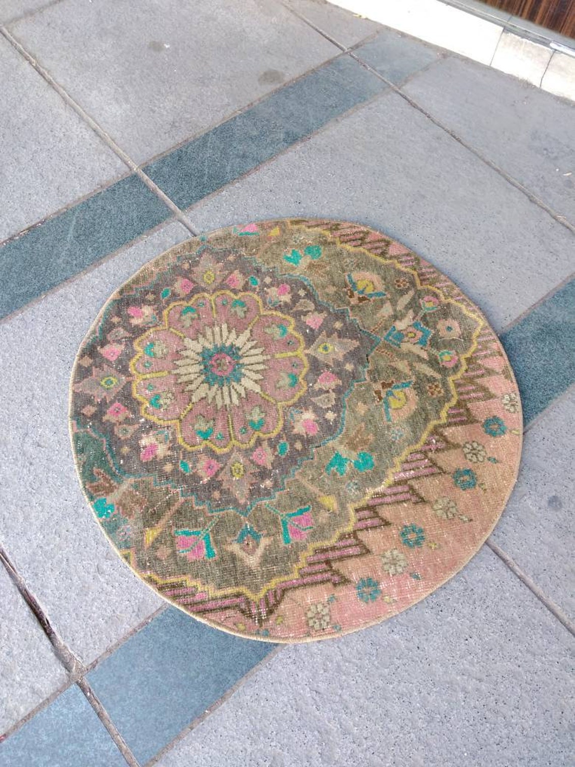 80cm/ft.2.62 Small Round Wool Rug Vintage Rug Oushak Rug Rug - Etsy