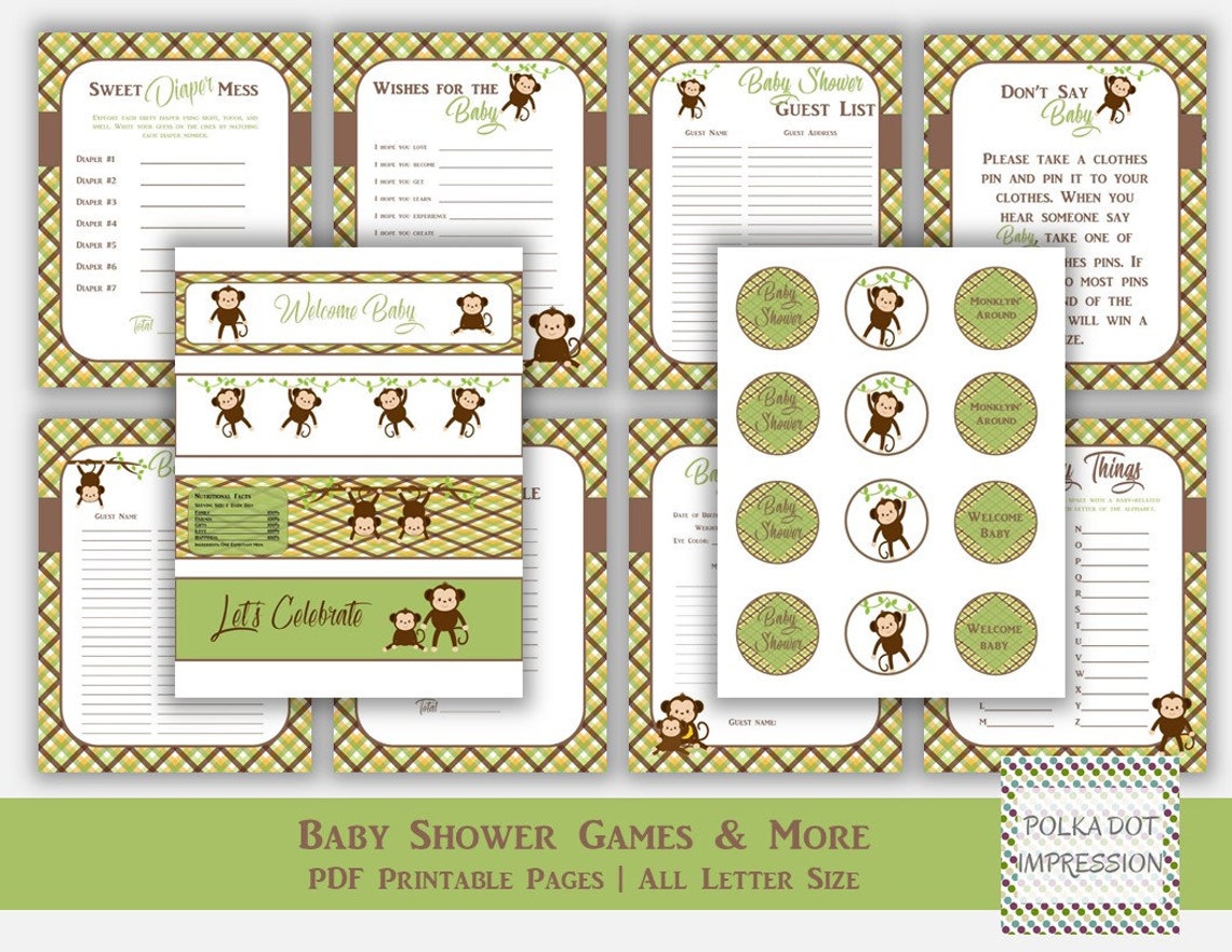 Monkeyin Around Themed Baby Shower Games Kit Baby Shower - Etsy