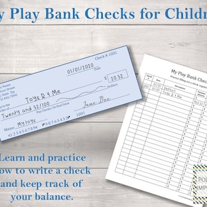 My Play Bank Checks for Children | Educational Play Bank Checks | Play ...
