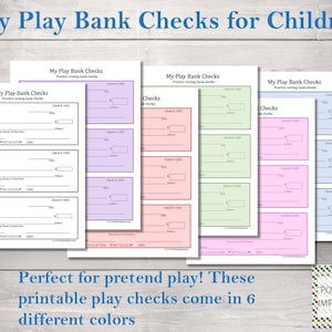 My Play Bank Checks for Children Educational Play Bank Checks Play ...