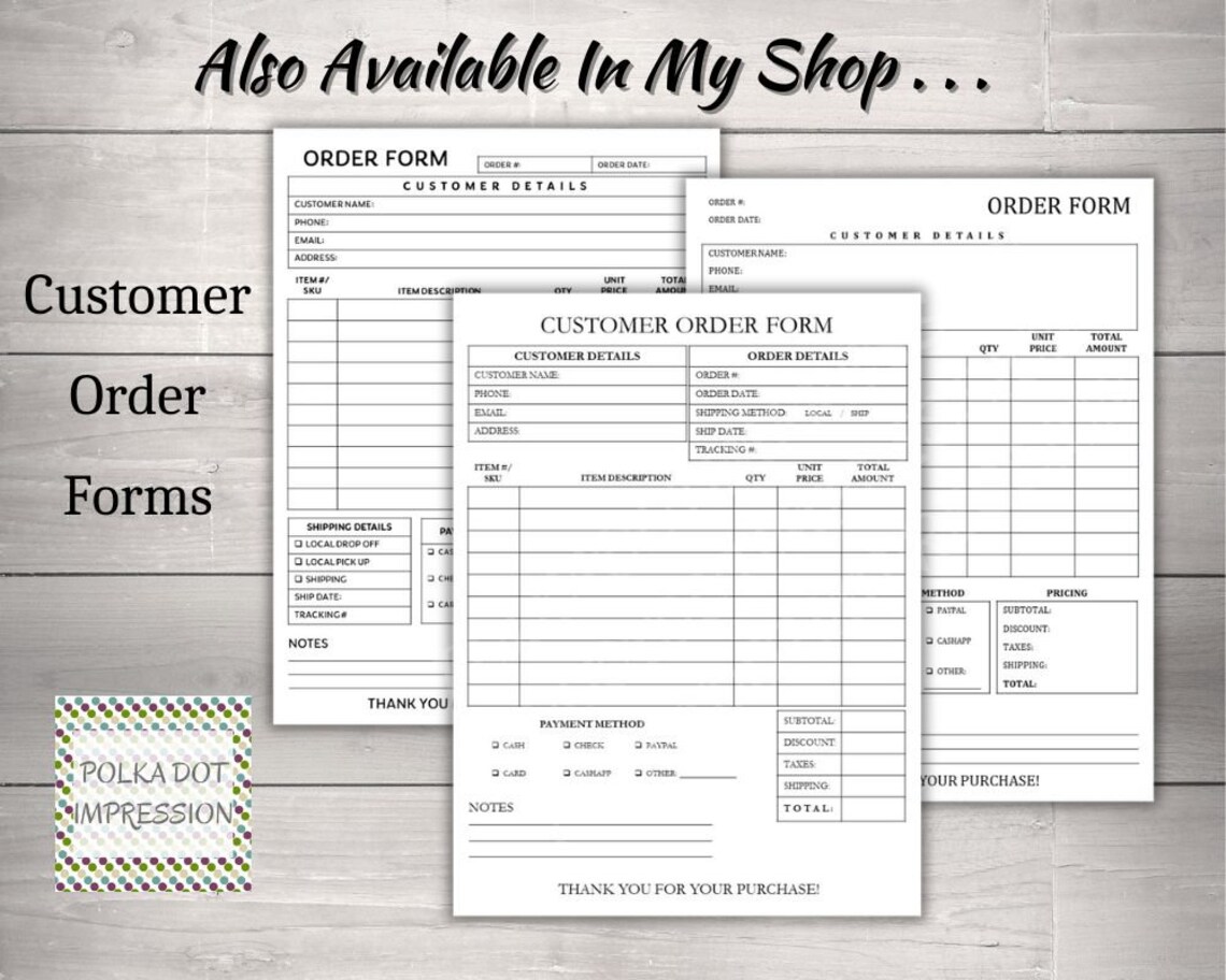 Purchase Order Form, Client Purchase Order, Printable Business Sheet ...