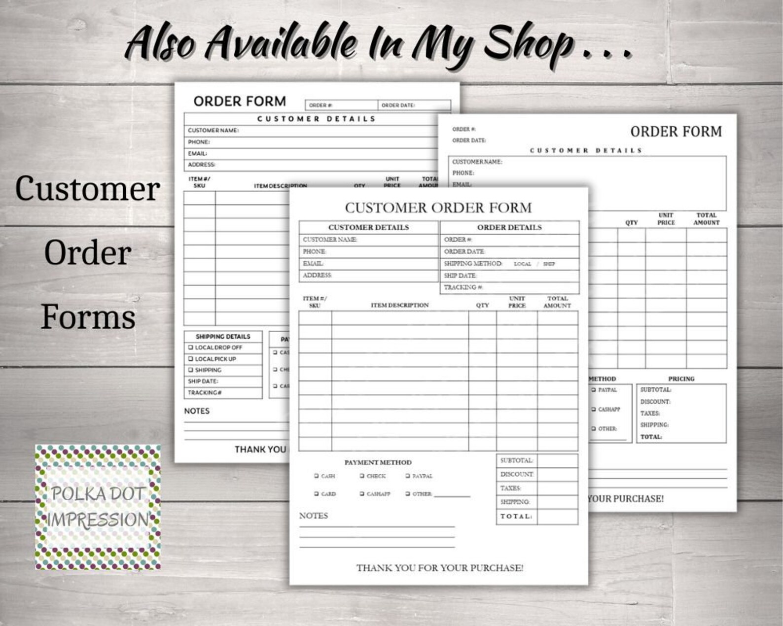 Purchase Order Form, Client Purchase Order, Printable Business Sheet ...