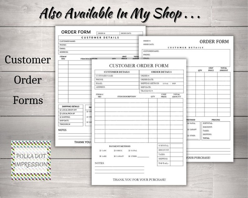 Purchase Order Form, Client Purchase Order, Printable Business Sheet ...