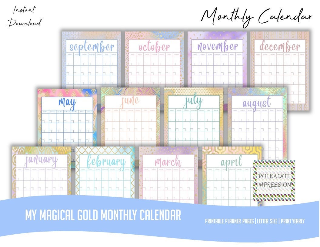 My Monthly Gold Calendar| Wall Calendar | Print This Calendar Yearly ...