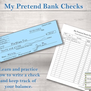 My Pretend Bank Checks | Pretend Play Checks for Kids | Play Check With ...
