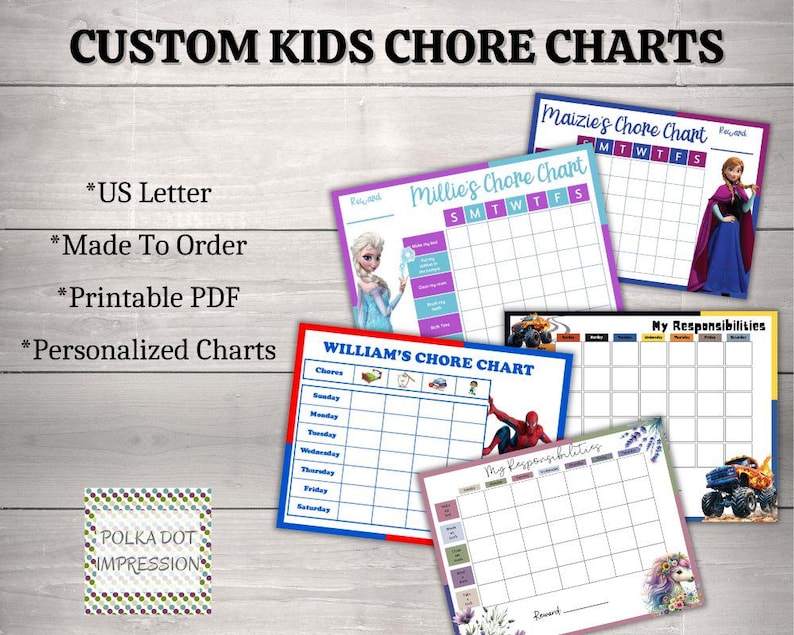 Custom Printable Kids Chore Chart | Personalized Name Chart for Boys ...
