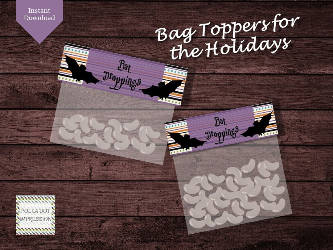 Bat Droppings Halloween Bag Toppers for Holiday Parties, Treat Bag ...