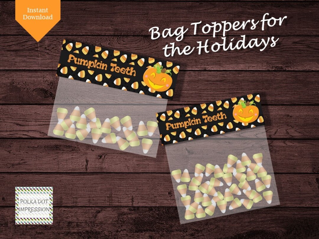 Pumpkin Teeth Halloween Bag Toppers, DIY Printable Bag Toppers ...