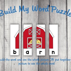 Build My Word 2 in 1 Puzzle for Preschool and Kindergarten | Printable ...