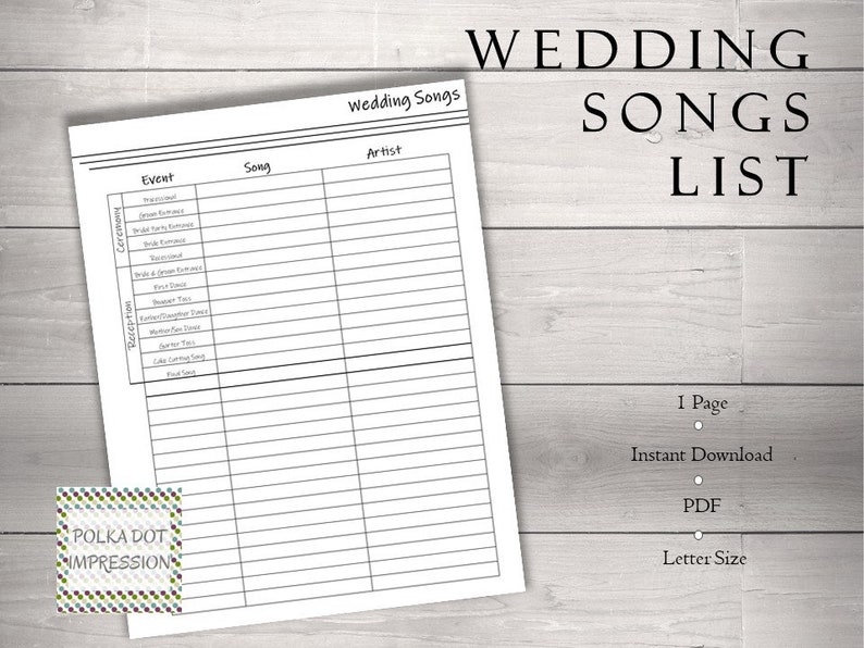 Wedding Songs List| Printable Song List| Music Management| DJ Playlist ...