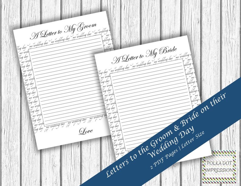 Letter to My Groom and Bride Printable Love Letters DIY - Etsy