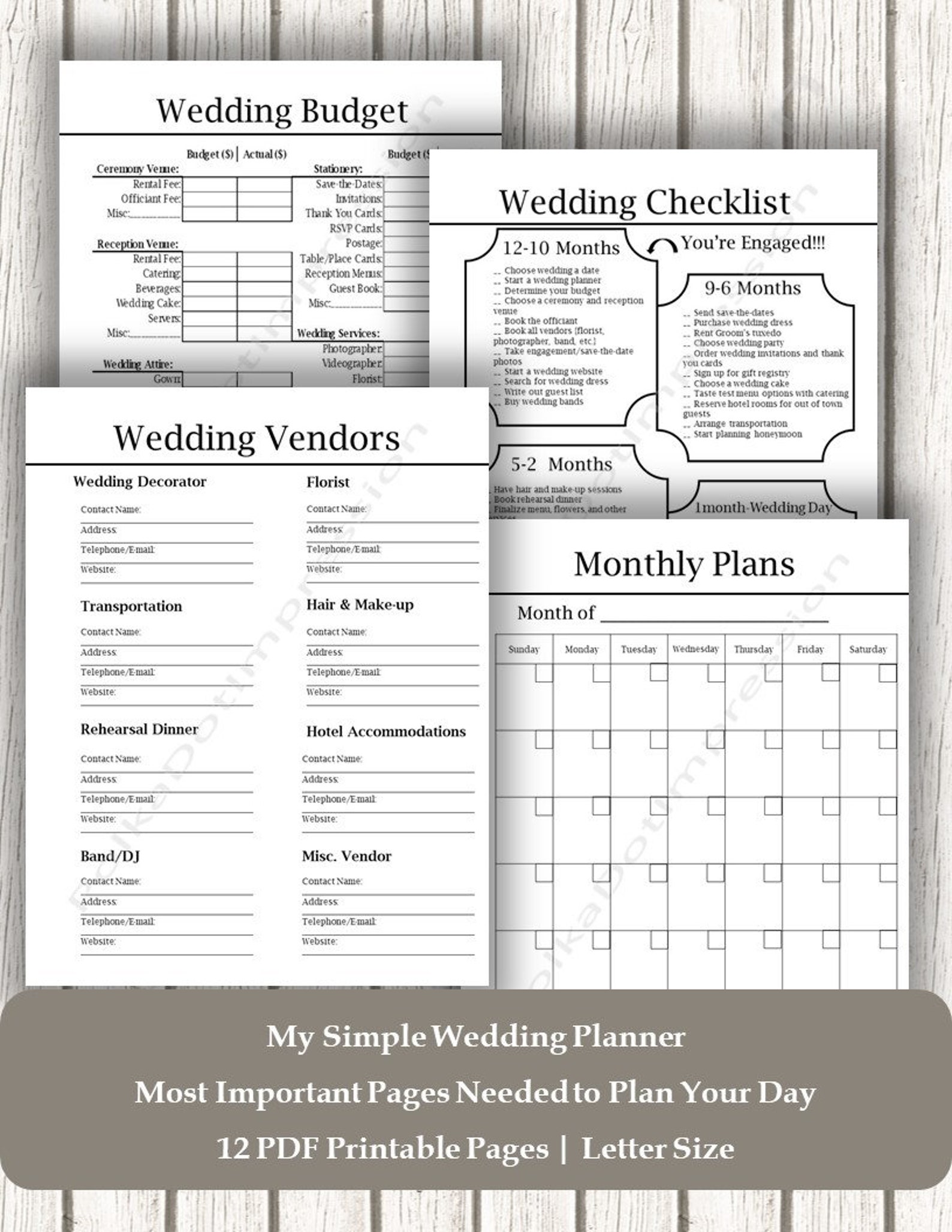 Neat & Simple Wedding Planner, Printable Wedding Planner PDF, Wedding ...