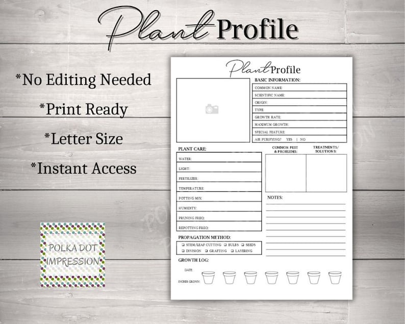 My Plant Profile Guide , House Plant Guide, Gardening Log, Checklist for Herbs, Seed Tracker ...