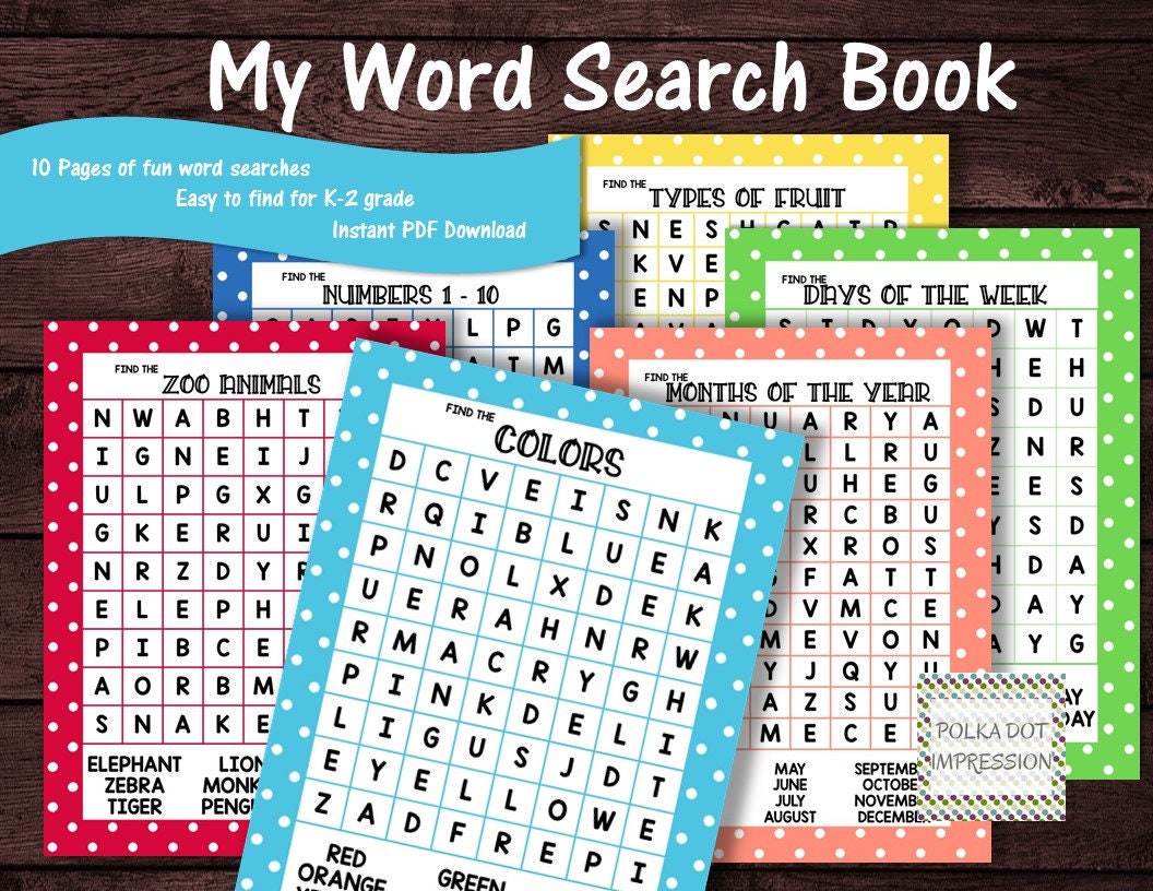 My Word Search Book for Children Kindergarten Learning Worksheets ...