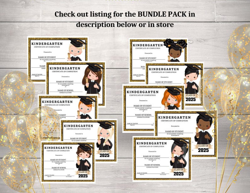 Kindergarten Completion Award Bundle Pack, Graduation Achievement ...