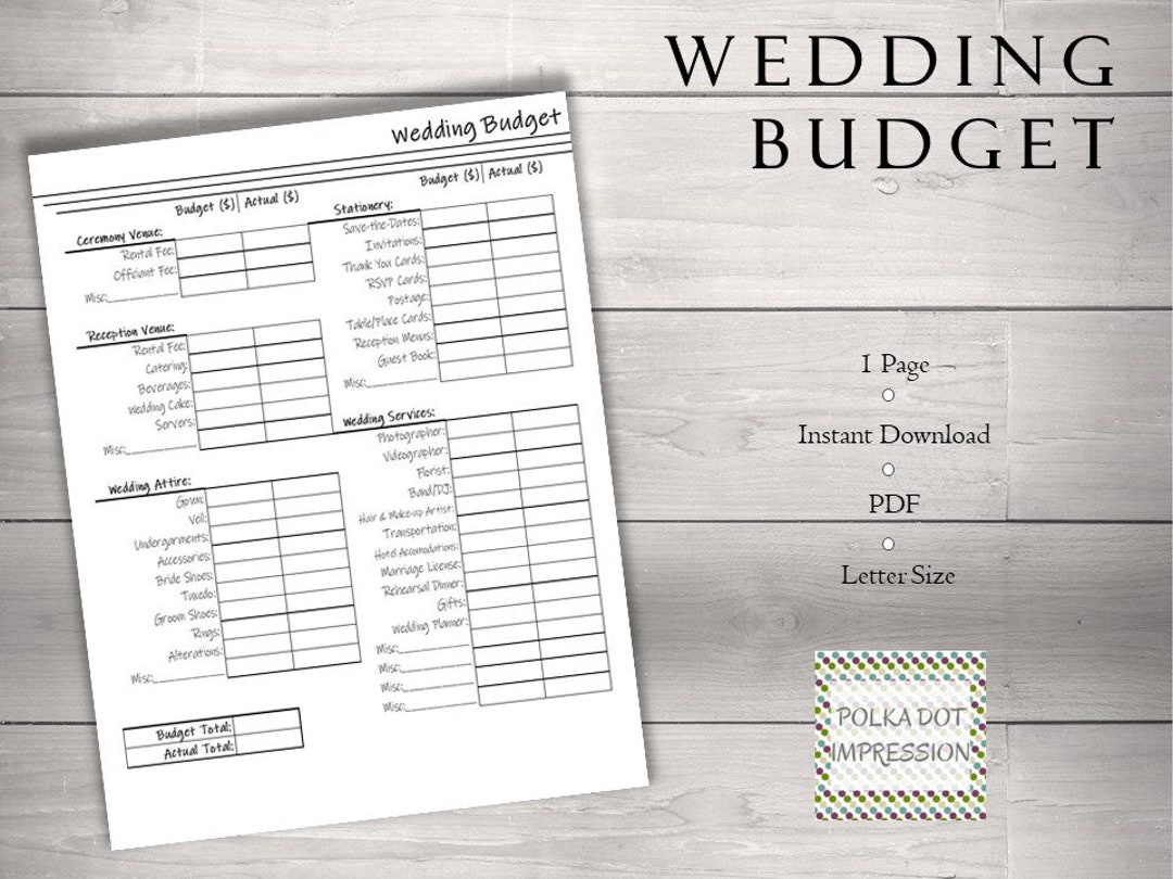 Wedding Budget | Printable Budget Planning| Money Management ...