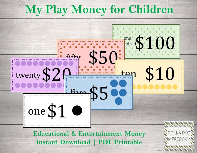 My Play Money for Children Pretend Play Money for Kids Educational Play ...