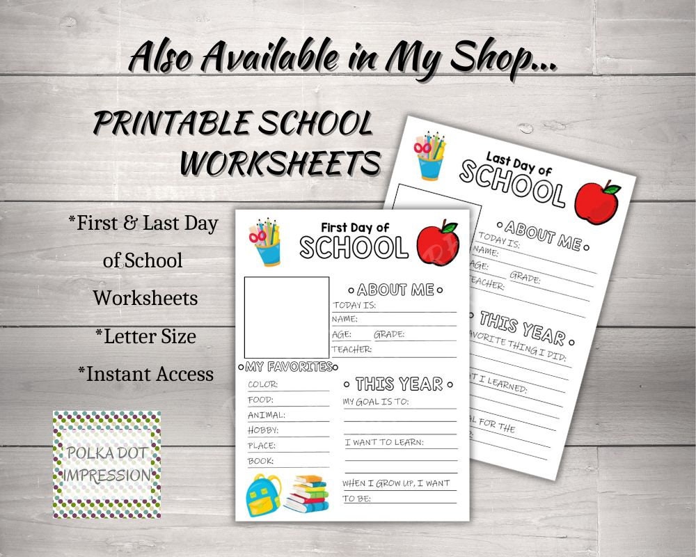Confetti Printables for First Day of School, Back to School, Poem Cards ...