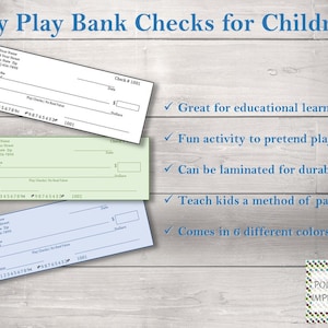 My Play Bank Checks for Children | Educational Play Bank Checks | Play ...