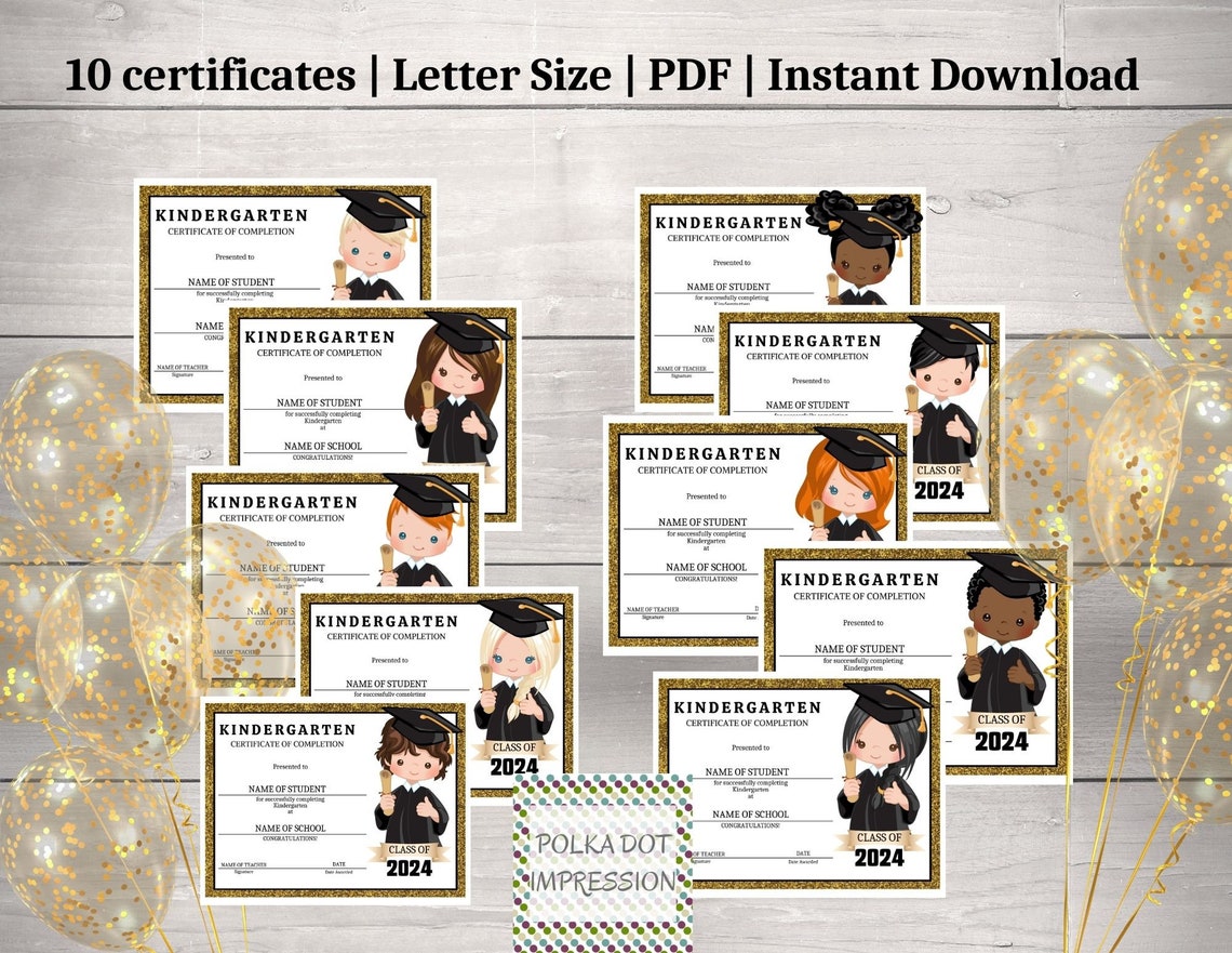 Kindergarten Completion Award Bundle Pack, Graduation Achievement ...