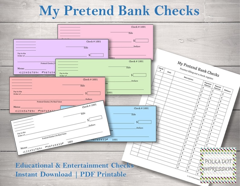 My Pretend Bank Checks | Pretend Play Checks for Kids | Play Check With ...