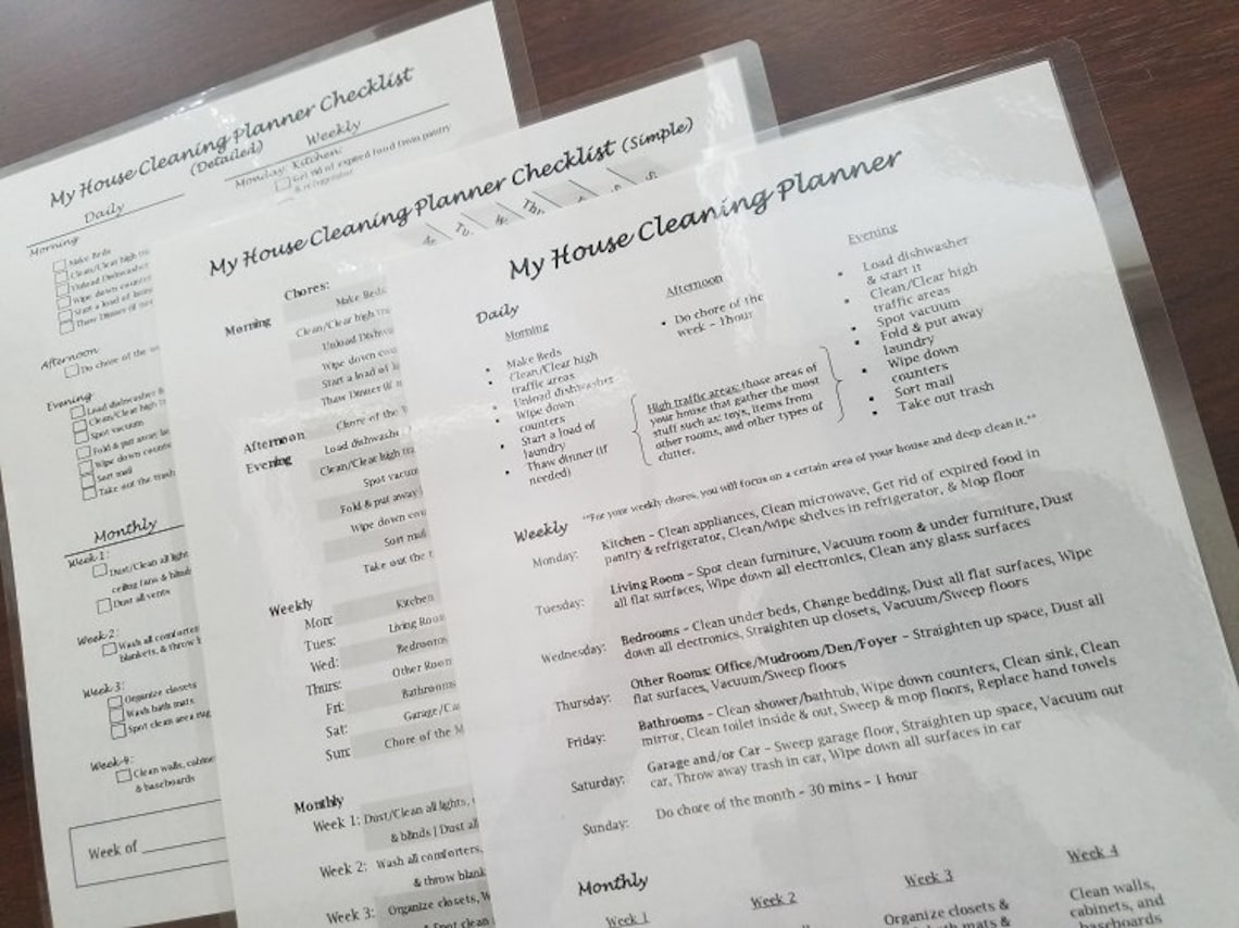 My Laminated House Cleaning Planner Schedule & Checklists Helps With ...