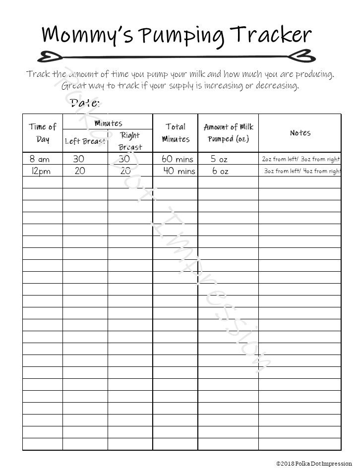 Mommy’s Pumping Tracker, Breast Pumping Schedule Tracker, PDF Tracker ...