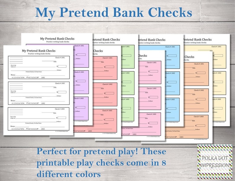 My Pretend Bank Checks | Pretend Play Checks for Kids | Play Check With ...