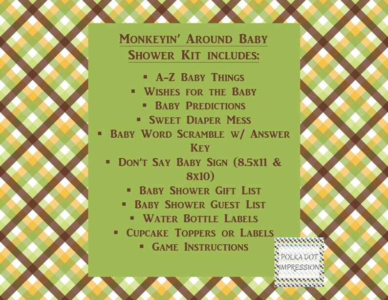 Monkeyin Around Themed Baby Shower Games Kit Baby Shower - Etsy