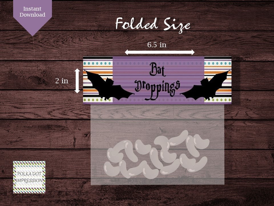 Bat Droppings Halloween Bag Toppers for Holiday Parties, Treat Bag ...