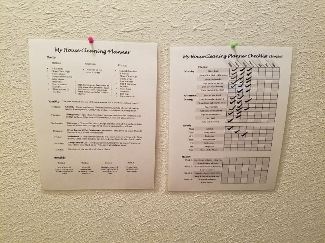 My Laminated House Cleaning Planner Schedule & Checklists Helps With ...