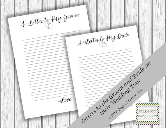A Letter to My Bride and Groom Perfect Wedding Day Gift | Etsy